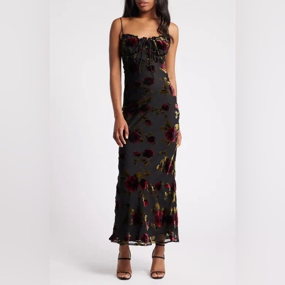 Rare London | Dresses | Rare London Devore Floral Tie Front Chiffon ...